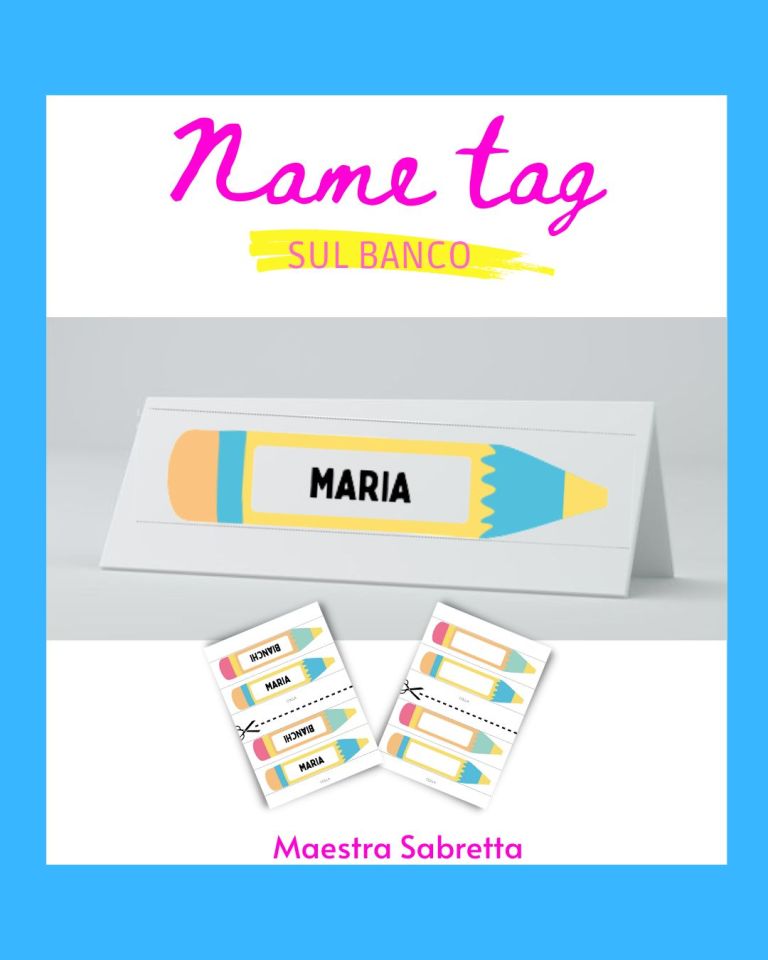 NAME TAG – cartellino con il nome – Maestra Sabretta