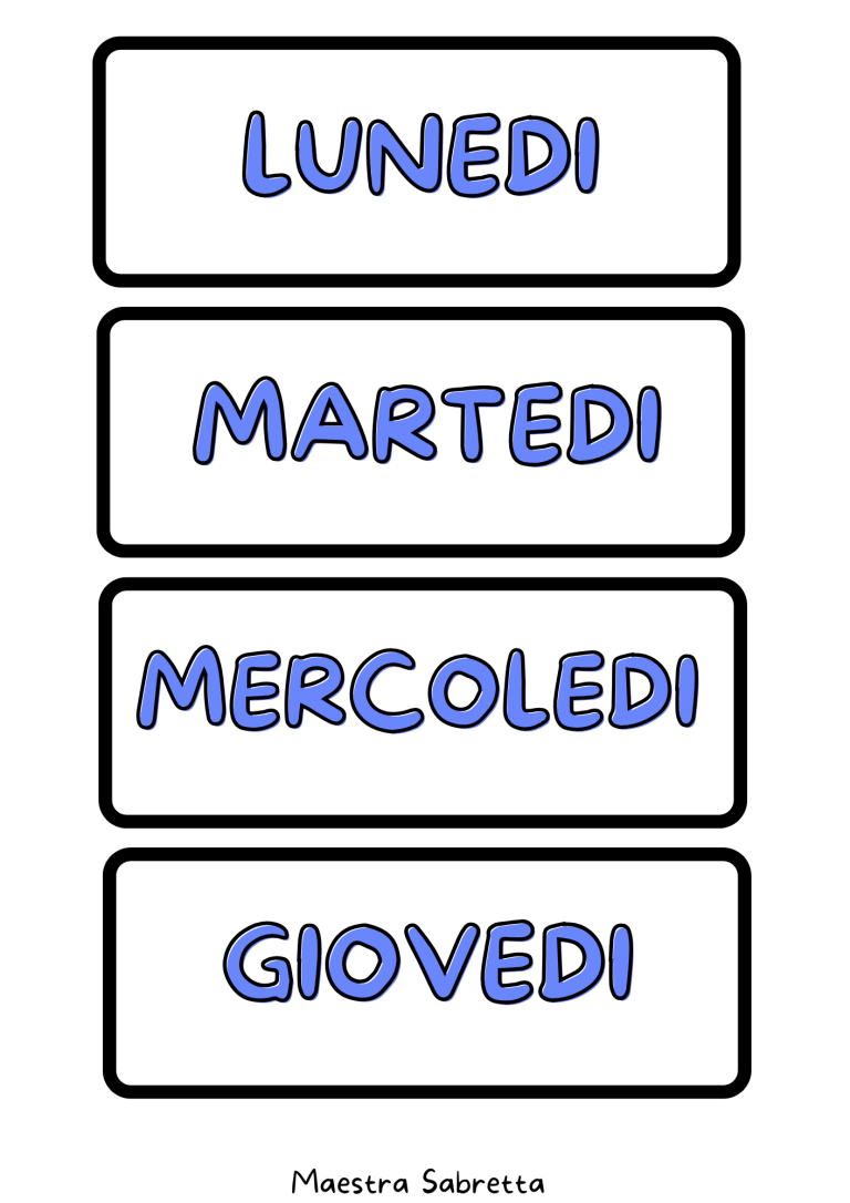 CALENDARIO – numeri, mesi, giorni da stampare – Maestra Sabretta